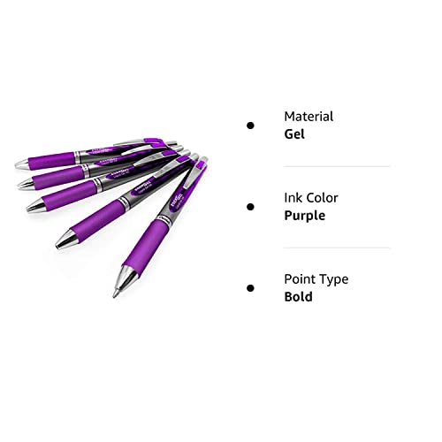 Energel BL80 Retractable Liquid Gel Ink Rollerball Pen - 1.0mm - Violet - Pack of 5