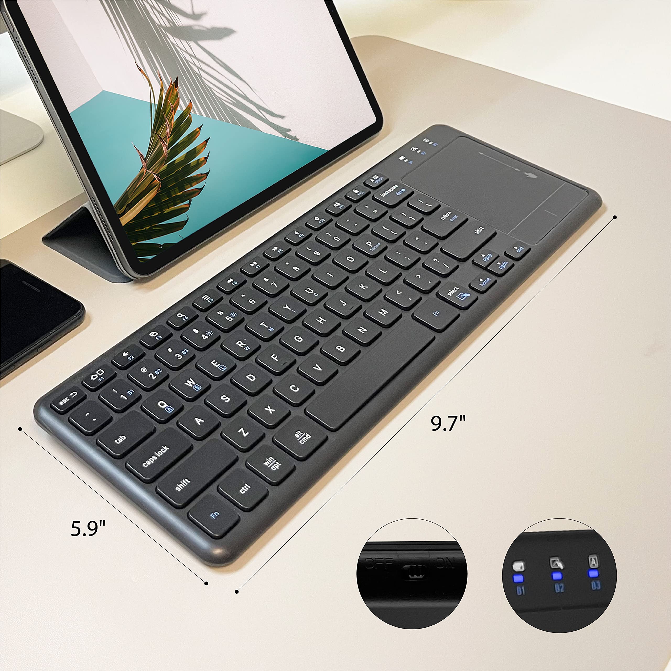Macally Bluetooth Keyboard with Touchpad for Easy Media Control - Perfect TV Wireless Keyboard with Trackpad for Samsung LG HTPC Mac - Small - Smart TV Keyboard