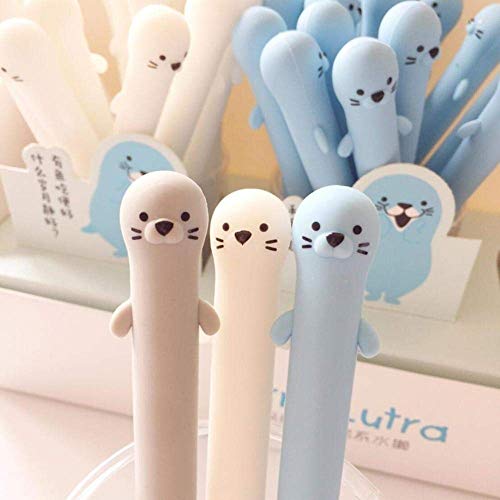 Doraking 3pcs 0.5mm Fine Point Gel Pens, Cute Cartoon Otters Refillable Gel Ink Pens, Black Ink Pen for Writing Note with Box (Otter)
