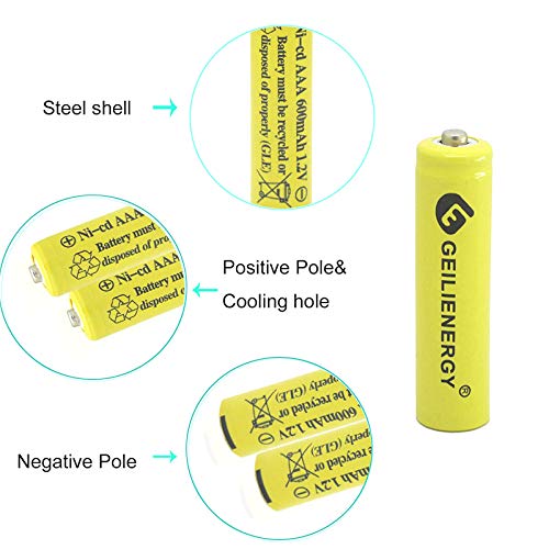 BAOBIAN 1.2v AAA 600mAh NiCd Rechargeable Battery for Outdoor Solar Lights,Garden Lights, Remotes, Mice (Yellow 8 PCS)