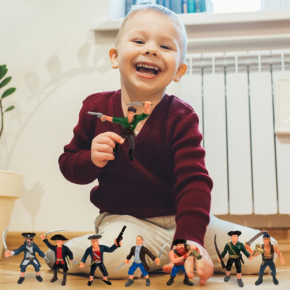 ArtCreativity Pirate Action Figure Playset, Set of 8 Legendary Plastic Figures in Assorted Poses, Cool Pirate Toy Set for Kids, Great Birthday Gift Idea for Boys and Girls