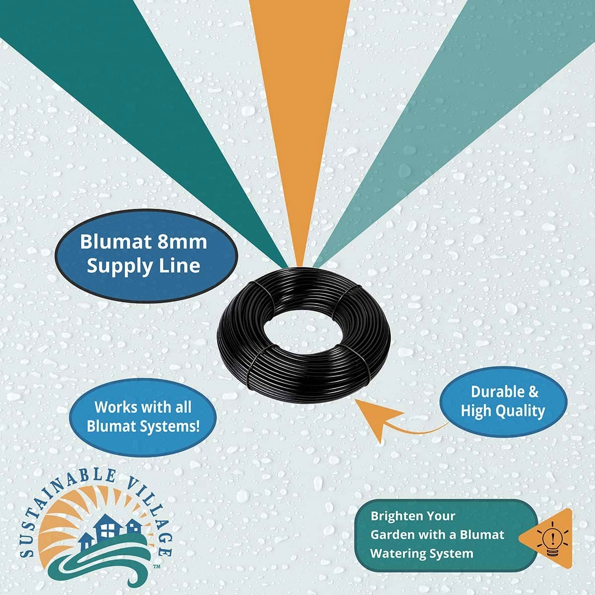 Blumat Watering Drip Supply Tube 8mm, 30M, 98.43 ft Black | Flexible Tubing for Irrigation System | Primary Distribution Supply Line for Plants and Garden