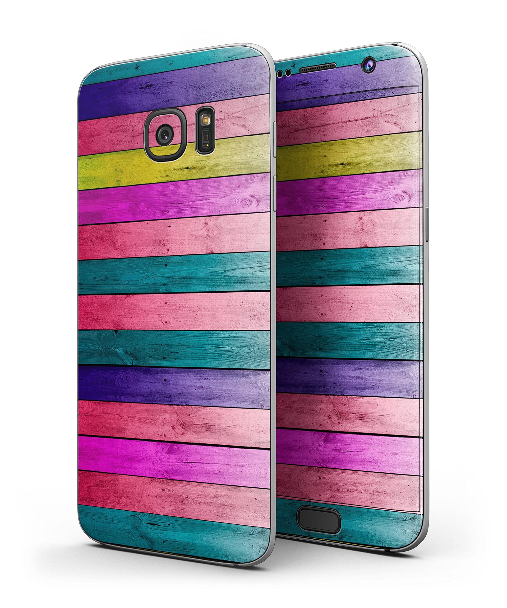 Design Skinz Design Skinz Vibrant Neon Colored Wood Strips Full-Body Wrap Decal Skin-Kit for The Galaxy S8 Plus