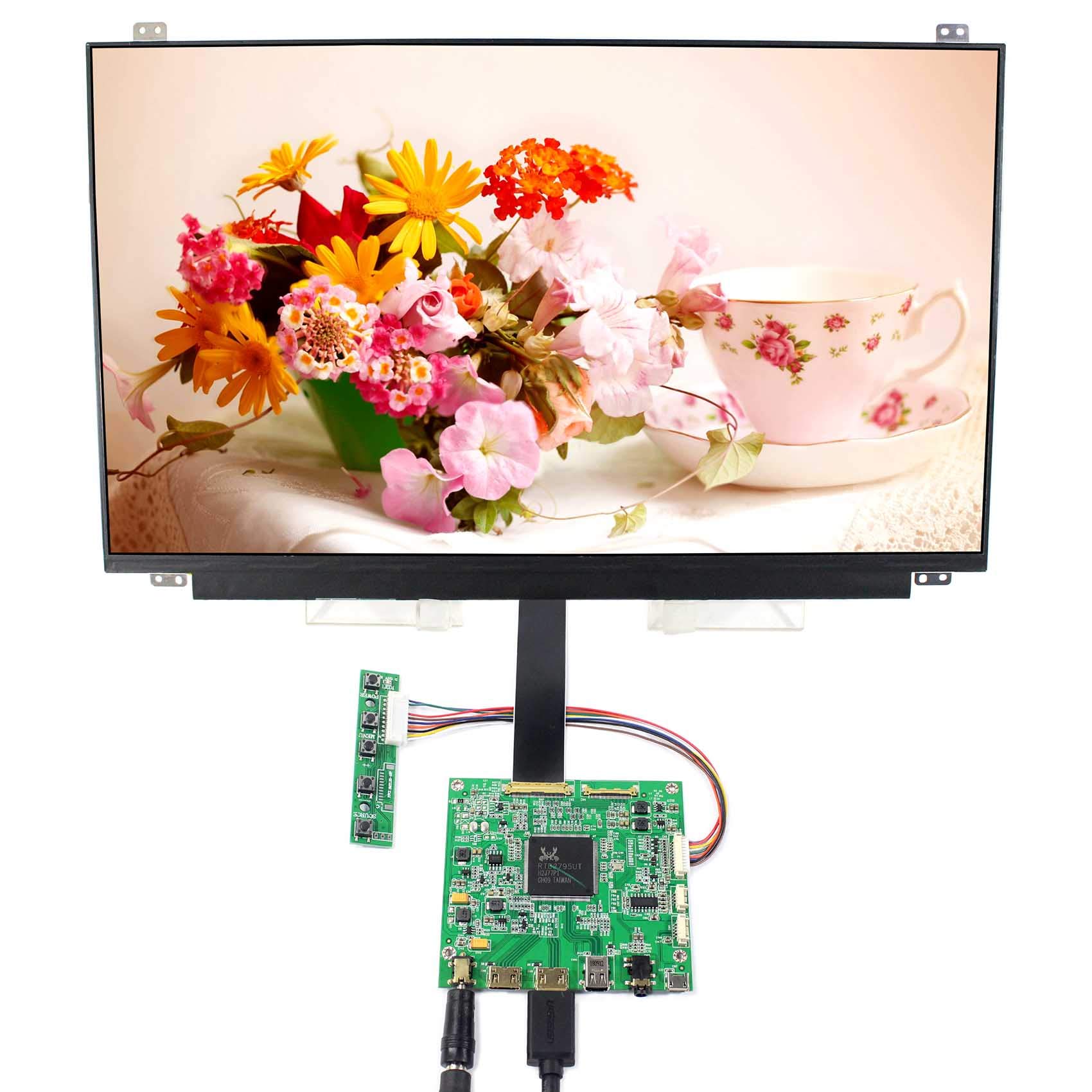 VSDISPLAY 15.6" 4K 15.6 inch NV156QUM-N44 3840X2160 IPS LCD Screen with 2 HD-MI Mini+DP LCD Controller Driver Board