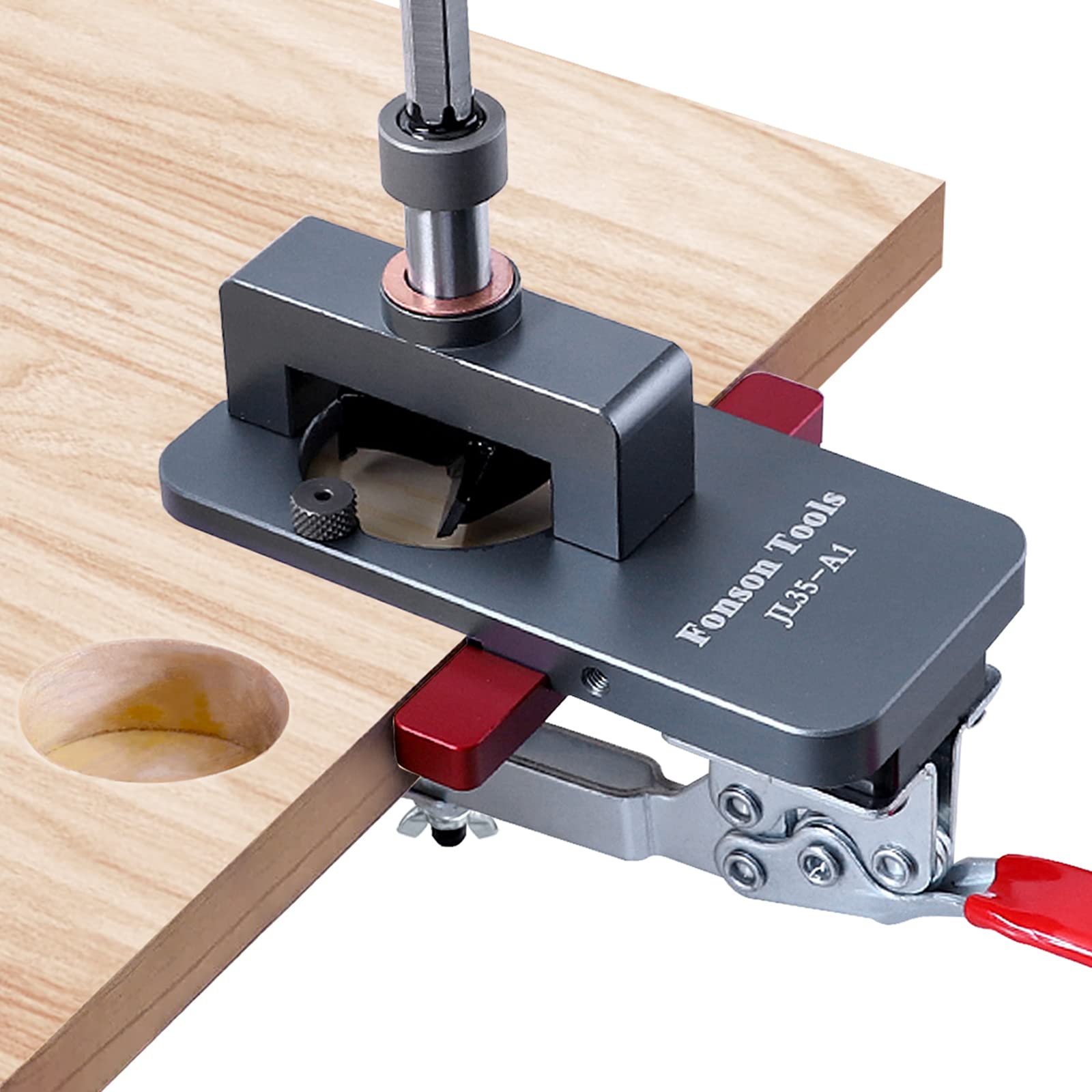 Adoles 35mm Concealed Door Hinge Jig, Accurate Locking Cabinet Hinge Jig, Aluminum Alloy Material Comes with Clamping Device for Easy Carrying and Use.…