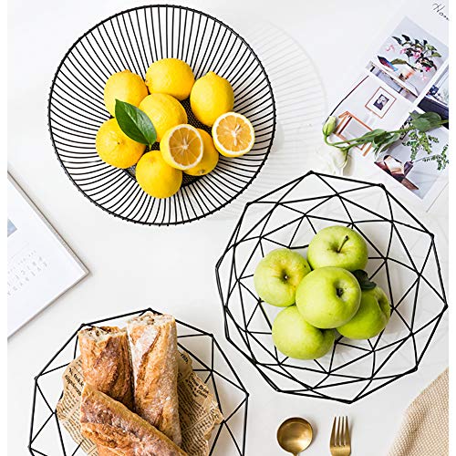 TEETOOKEA Metal Wire Fruit Basket, Creative Minimalist Housewares Metal Iron Fruit Storage Bowls Holder for Kitchen Counter, Home Decor, Table Centerpiece Decorative (Hemisphere)