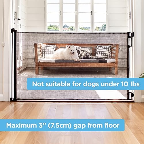 Retractable Baby Gate Perma Child Safety 41" Tall x 71β Wide, Mesh, For Stairs, Doorways, Dogs, Pets, Indoor, Outdoor, One-Handed Operation, Locking, Easy Install, Hardware Mount, Black