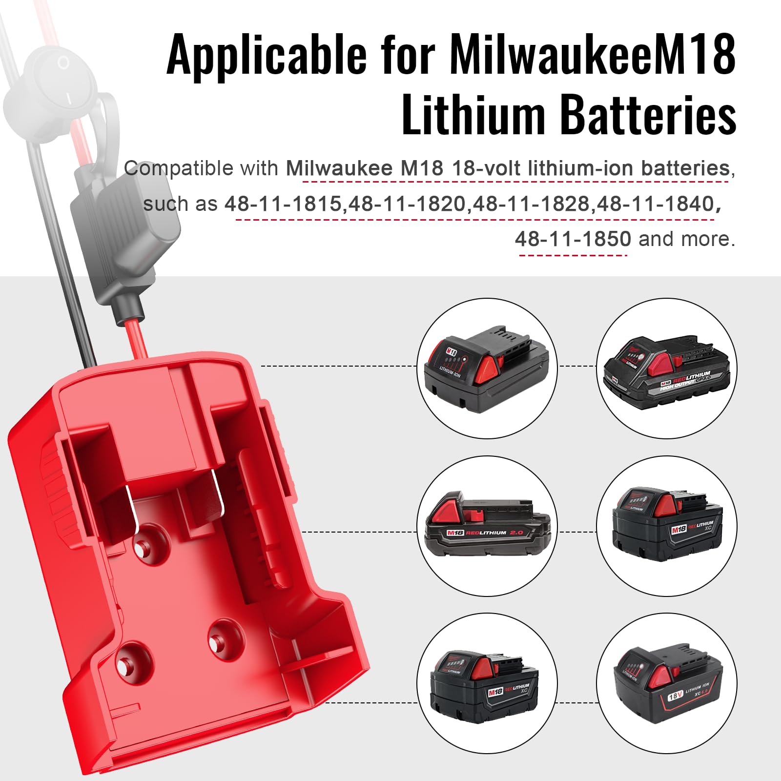 2 Packs Power Wheels Adapter for Milwaukee M18 Battery Adapter Power Wheels Battery Converter Kit with Fuse & Switch & Wire Terminals & 12 AWG Wire for DIY RC Car Toys Robotics