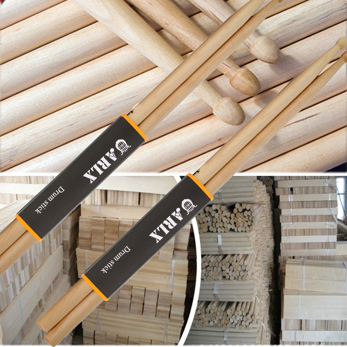 7a Drum sticks Wood Tip 7a drumsticks Maple drum sticks for kids youth (2 Pair Maple 7A Drumstick)
