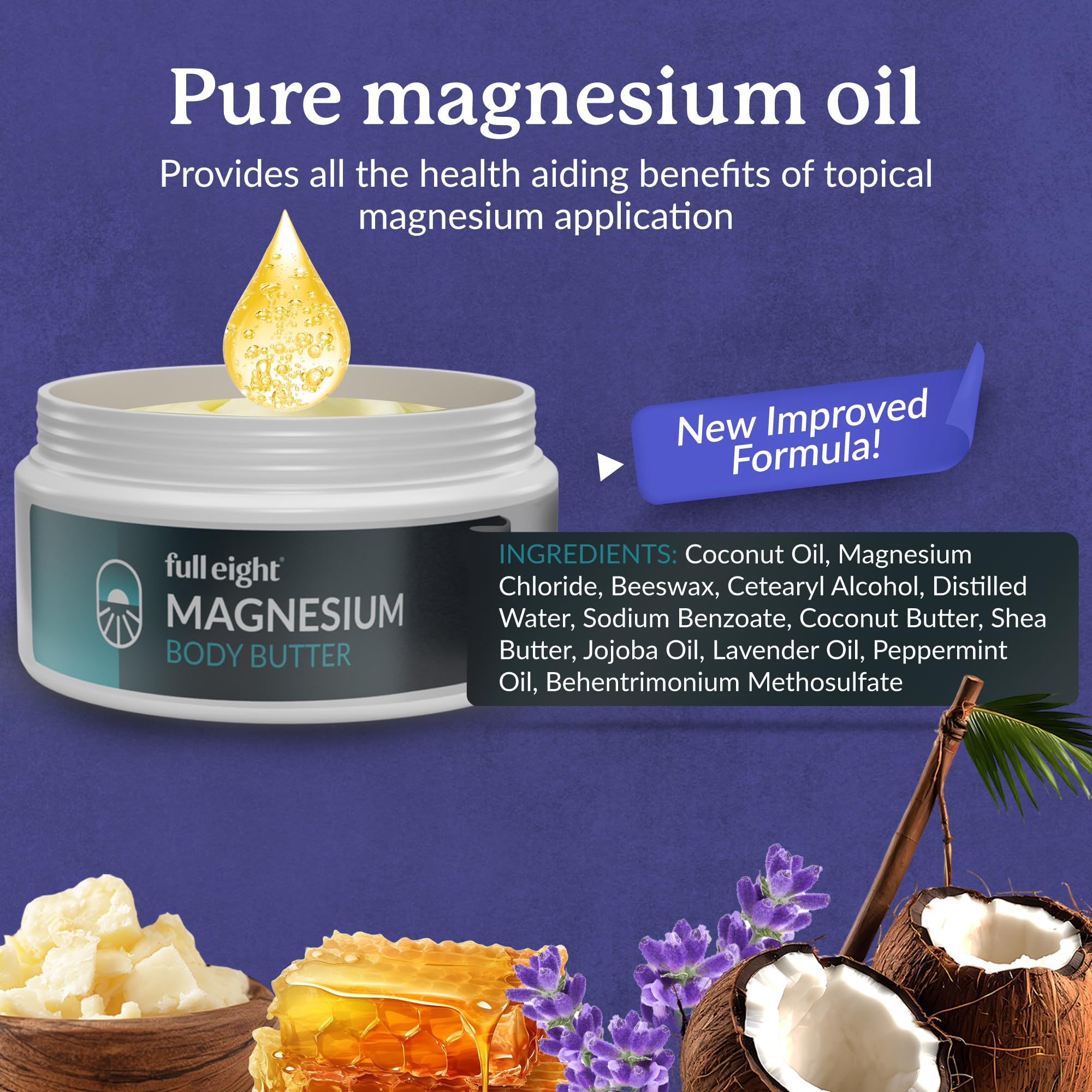 Magnesium Body Butter β Quick Ease for Tensed Legs, Tight Muscles & Sleep, Organic Ingredients with Pure Magnesium Oil, Exfoliating Topical Cream 4oz