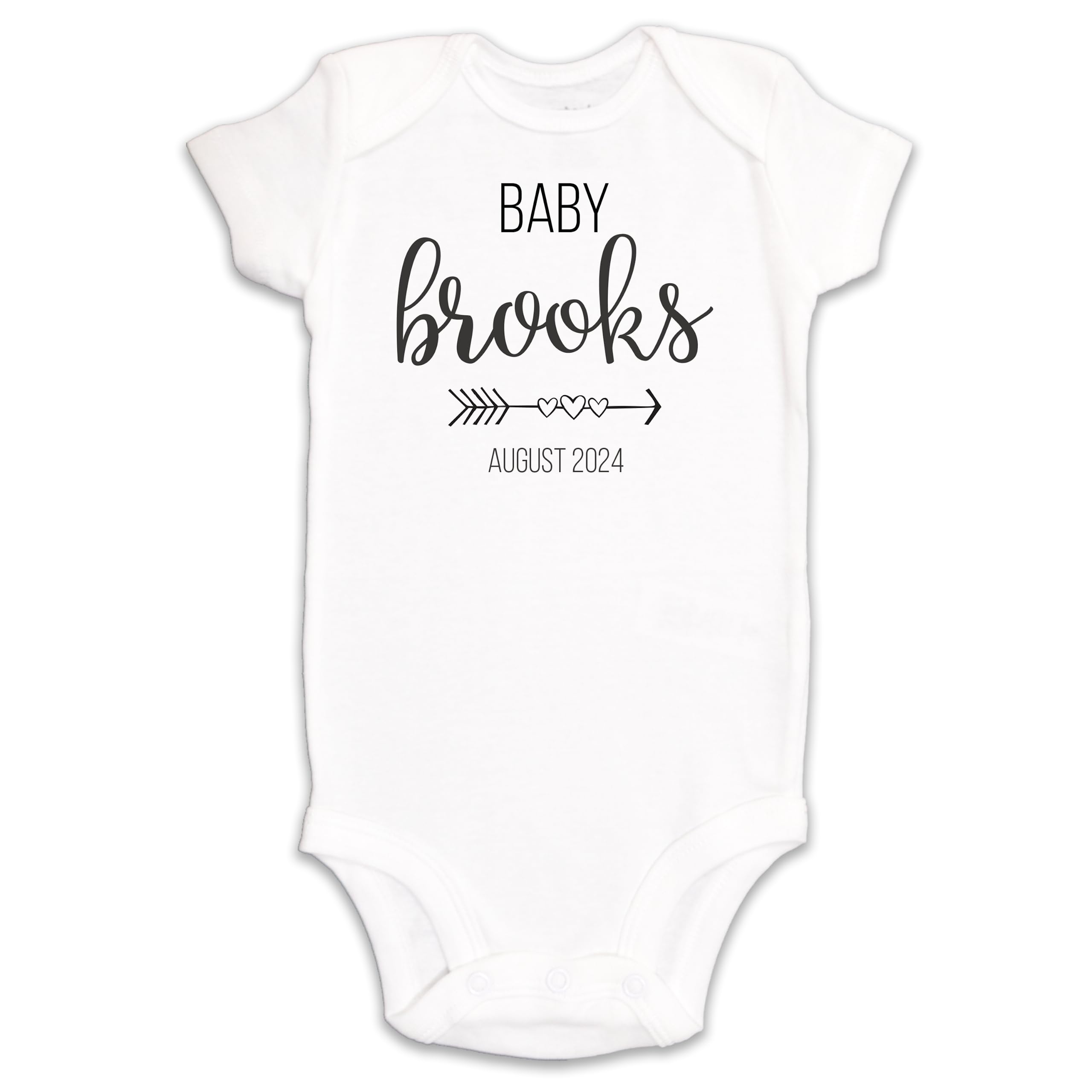 Kate & Meri Custom Baby Name Announcement Onesie©/Bodysuit | Personalized Baby Name Romper (Newborn)