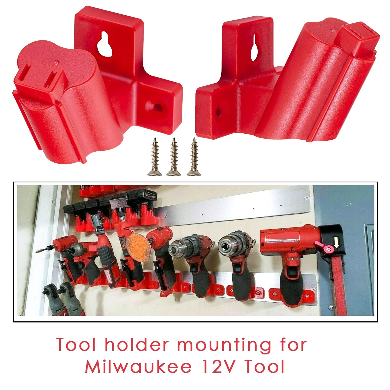 2 Packs Tool Holder Mount for Milwaukee M12 Tool Hanger (Lot of 2,Red)