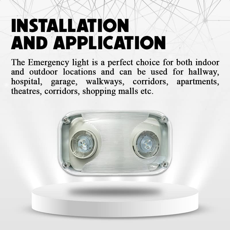 Ciata Led Emergency Lights for Business with Battery Backup, Outdoor Emergency Lighting Commercial in Thermo Plastic Housing with Two Halogen Ultra Bright Lamp Heads, Emergency Egress Light