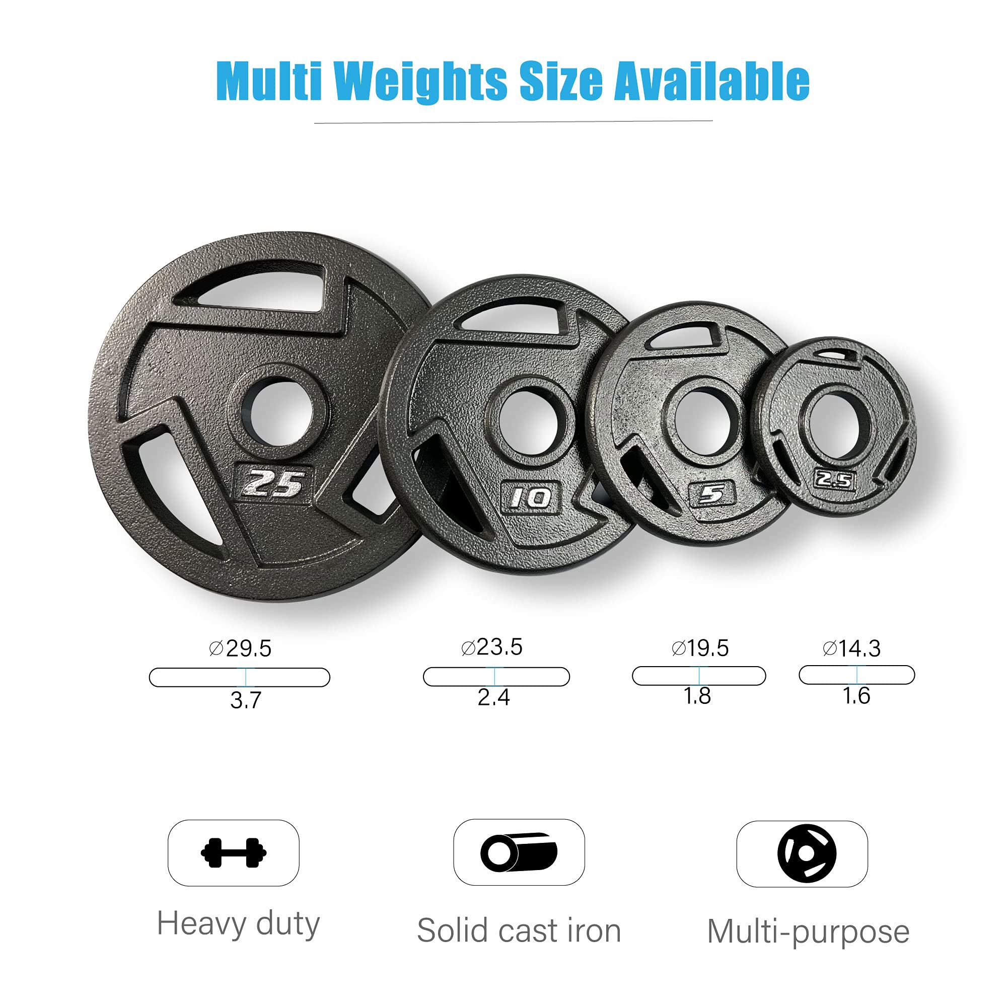 2" Olympic Grip Plates Pair Cast Iron Barbell Weight Plate, Strength Training Plates Workout Weightlifting Plates 5lbs*2