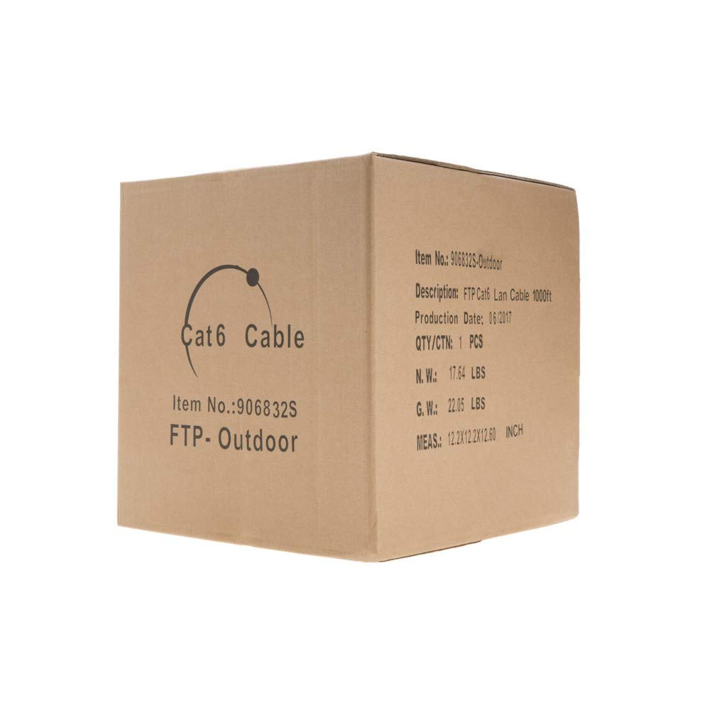 Cables Direct Online CAT6 1000FT Outdoor Weatherproof 23 AWG 550MHz Cable FTP Wire Solid Direct Burial UV (1000FT, FTP (Shielded))