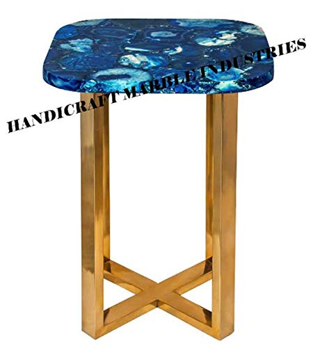 30" Inch Agate Square Table, Natural Agate Table, Square Coffee Table, Blue Agate Table, Square Agate Stone Table