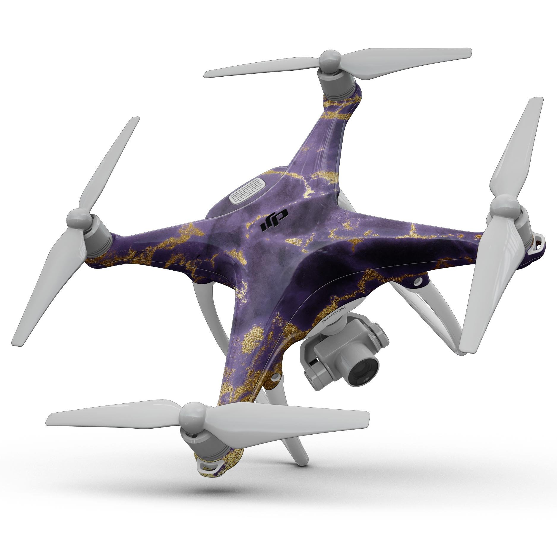 Design Skinz Design Skinz Purple Marble & Digital Gold Foil V3 Full-Body Wrap Decal Skin-Kit Compatible with The Drone DJI Phantom 3/Phantom 3 Pro