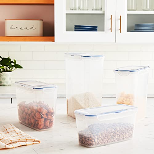 LocknLock Easy Essentials Food Storage Bin Set for Pasta, Flour, Sugar/Airtight Container Lids/BPA-Free/Dishwasher Safe, 8 Piece - Clear