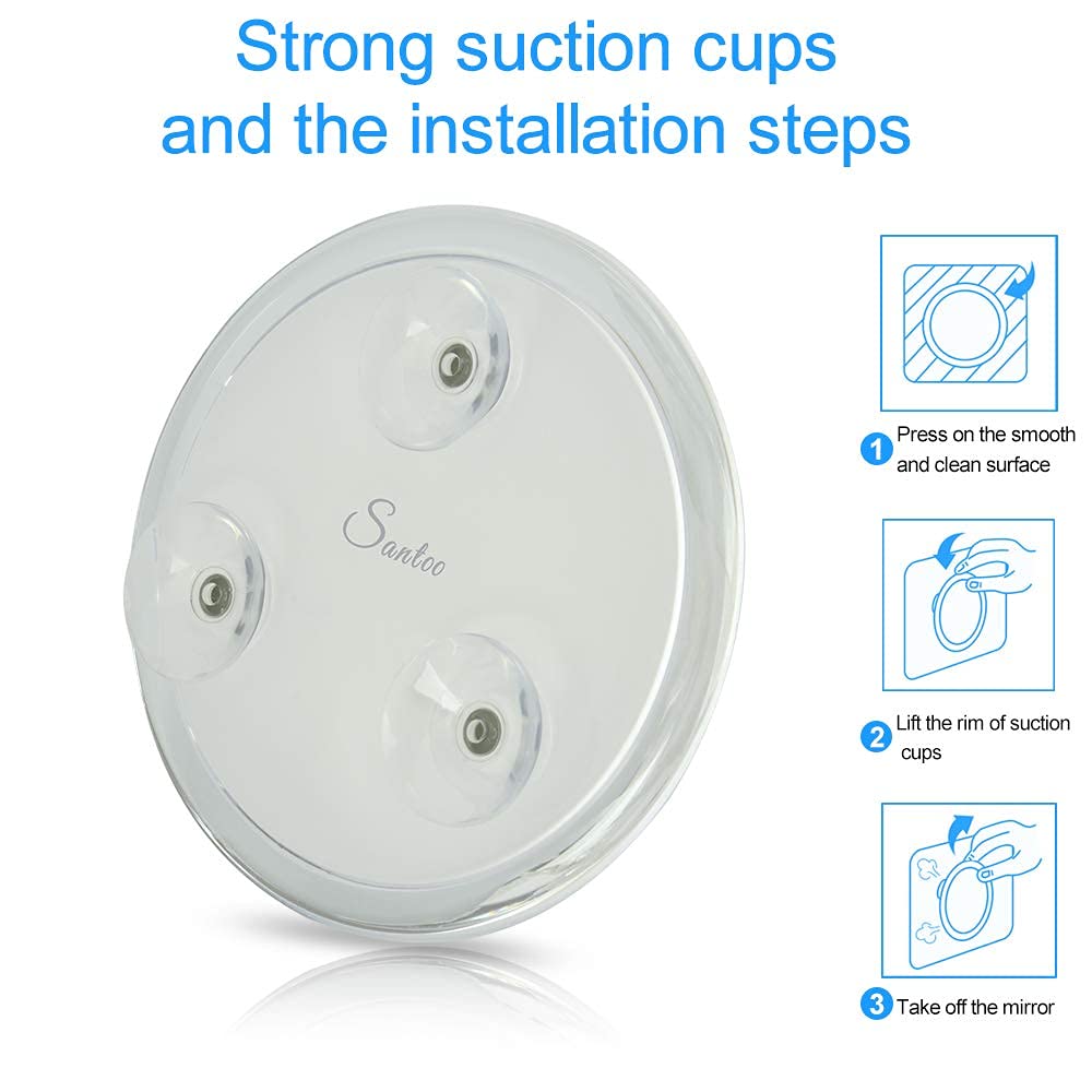SANTOO 20X Magnifying Mirror with 3 Mounting Suction Cups Used for - Pluck Eyebrows - Tweezing - Blackhead Removal - See Details Clearly β Easy Mounting Makeup Mirror - 6 Inch Round