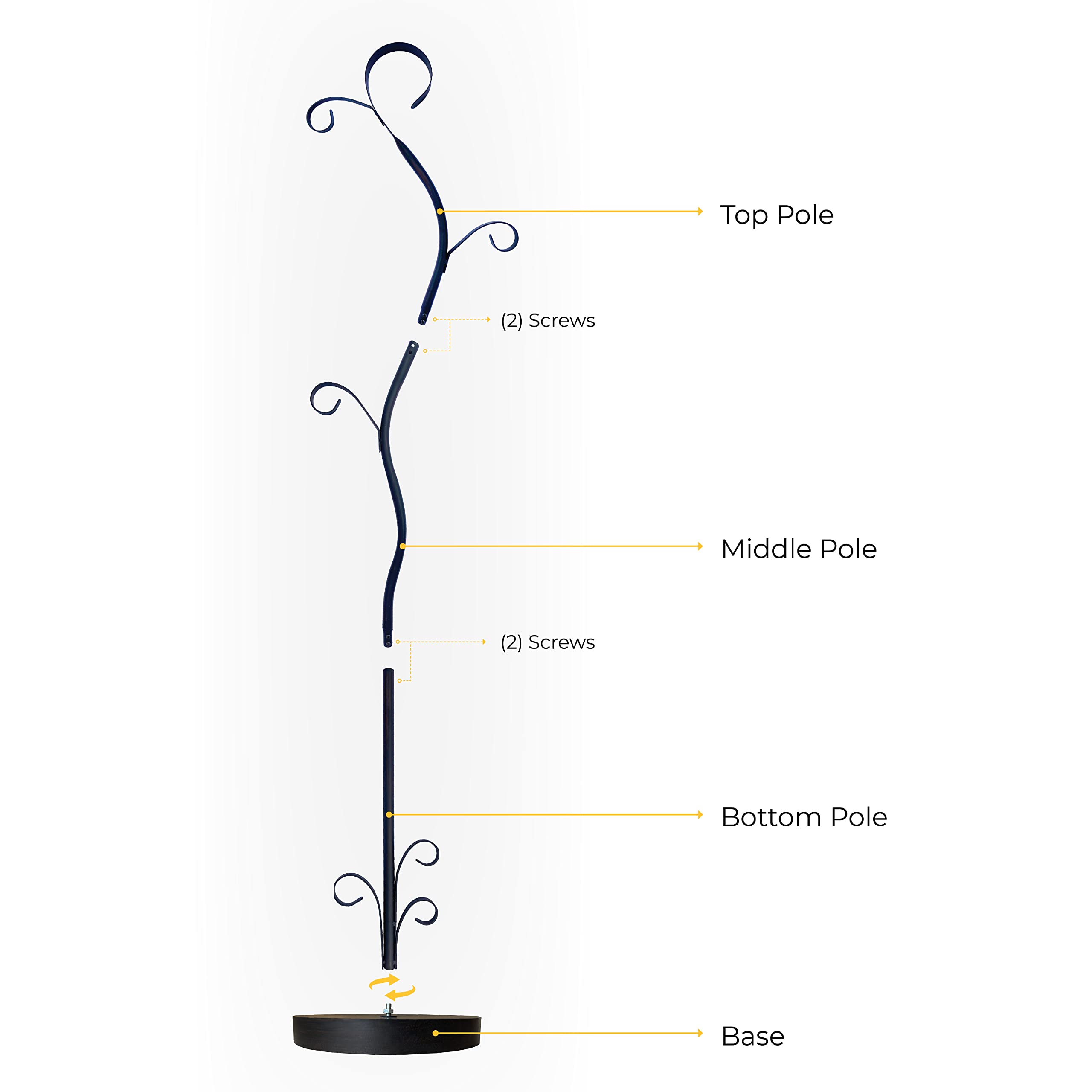 BACKYARD EXPRESSIONS PATIO · HOME · GARDEN 906476-NM Three Tier Steel Lantern Stand/Hanger-71 Inch Height-No Candles Included-Backyard Expressions, Black