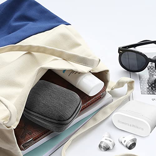 Geekria Shield Headphones Case Compatible with Bowers & Wilkins PI7, PI5 in-Ear True Wireless Headphones Case, Replacement Hard Shell Travel Carrying Bag with Cable Storage (Grey)