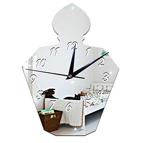 KXA Simple Modern Wall Clock, Perfume Bottle Mirror Silver Wall Clock Modern Design Home Decor Watch Wall Clock