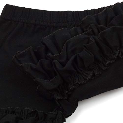 Slowera Baby Toddler Girls Cotton Icing Ruffles Shorts Pants (Black, M: 3-4 Years)