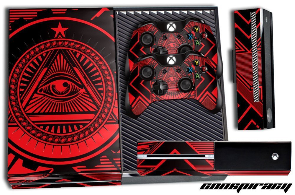 247 Skins Graphics kit Sticker Decal Compatible with Xbox One and Wireless Controllers - Conspiracy Red