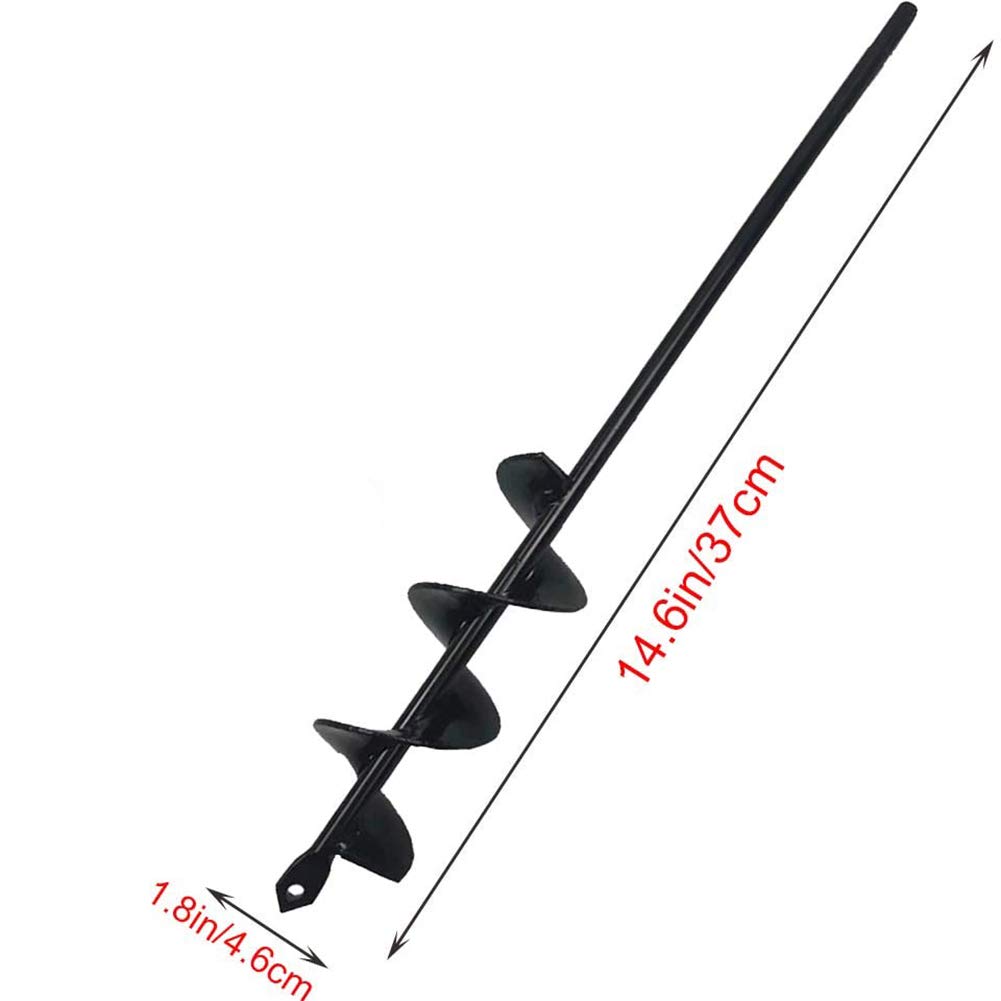 SYITCUN 1.8“x14.6 Auger Drill Bit for Planting Solid Shaft Heavy Duty Auger Spiral Drill Bit for Planting Bulb Bedding Plants Plants Drill bit for 3/8” Hex Drive Drill