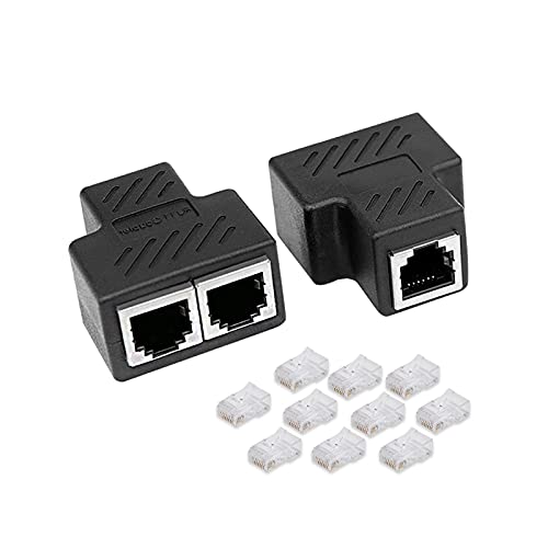 Ethernet Splitter & RJ45 Ends, Ethernet Splitter 1 to 2 for RJ45 Cat5/Cat5e/Cat6/Cat7 Cable -2 Pack, hehuangTech Ethernet Cable Splitter.