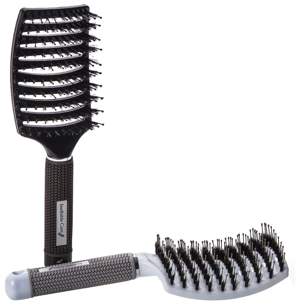 Boar Bristle Hair Brush set β Curved and Vented for Wet and Dry Detangling Hair Brush for Women Long, Thick, Thin, Curly & Tangled Hair Vent Brush - Stocking Stuffers Gift kit
