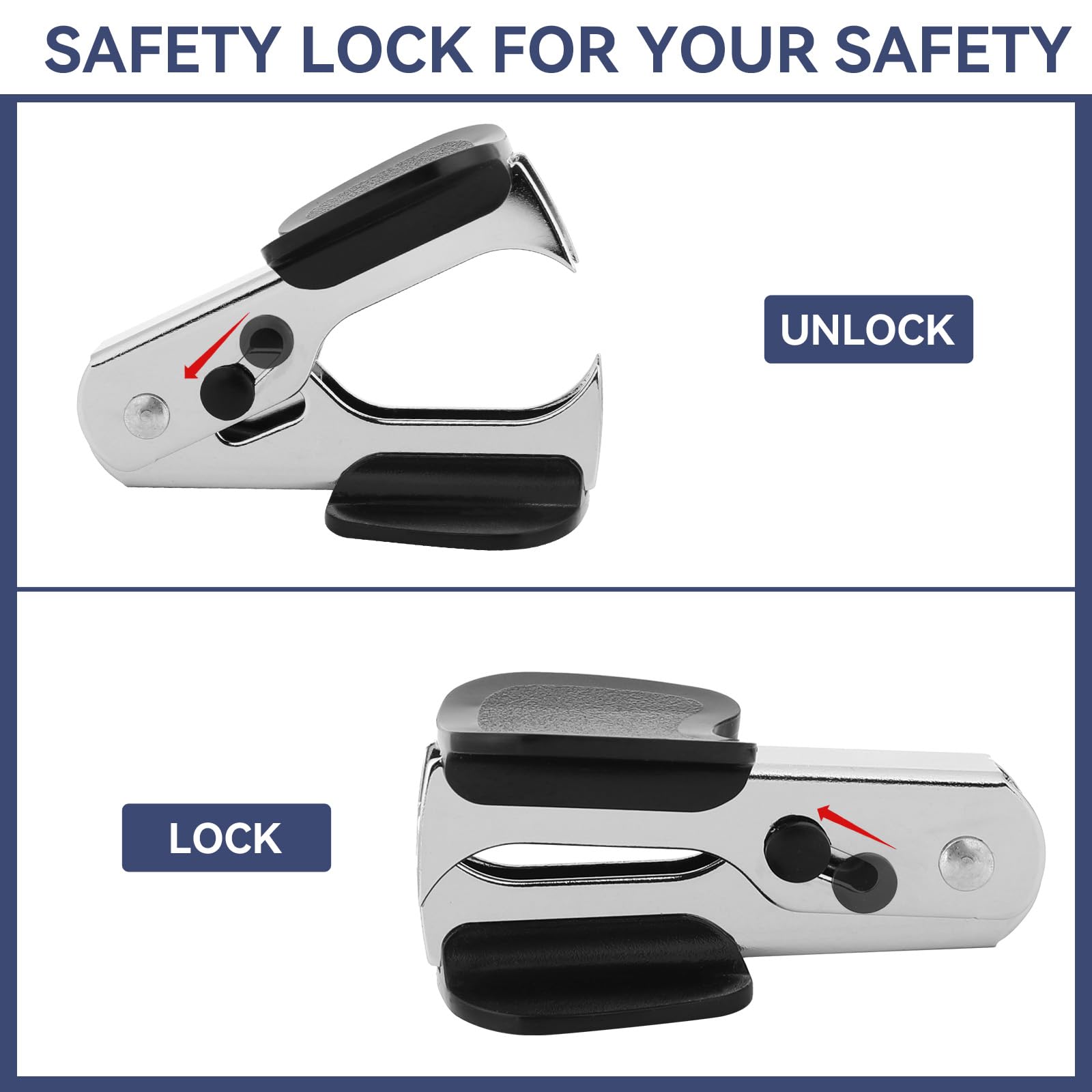 3 Pack Staple Puller with Safety Lock Staple Remover Upgraded Staples Removal Tool Black Staple Remover Tool for School Office Home