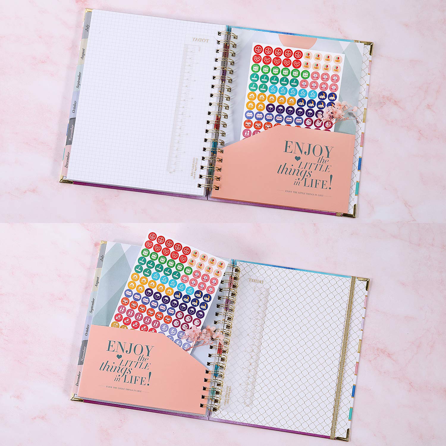 2022-2023 Planner - 2022-2023 Academic Weekly Monthly Planner, JULY 2022 to JUNE 2023, 8" x 10" Planner 2022-2023, Twin-Wire Binding with 15 Notes Pages + Two-Sided Inner Pocket + 12 Monthly Coat Tabs