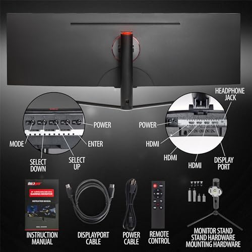 Deco Gear 3-Pack 49" Curved Ultrawide E-LED Gaming Monitor, 32:9 Aspect Ratio, Immersive 3840x1080 Resolution, 144Hz Refresh Rate, 3000:1 Contrast Ratio (DGVIEW490)