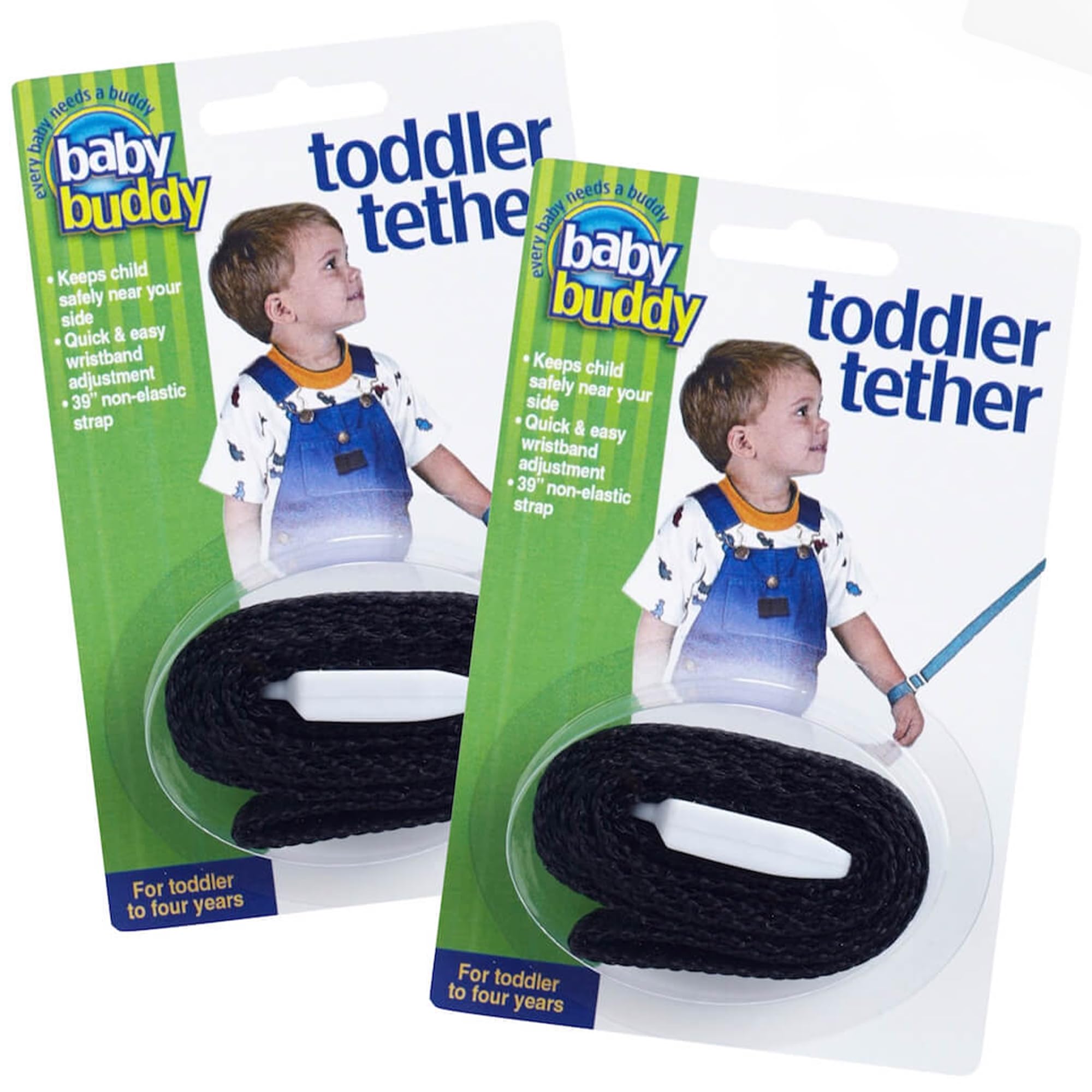Baby Buddy Toddler Tether, Child Safety Leash, Toddler Travel Essential, Child and Baby Tether Strap for Walking, Safety Walking Guide for Children and Parents, Black, 2 Count
