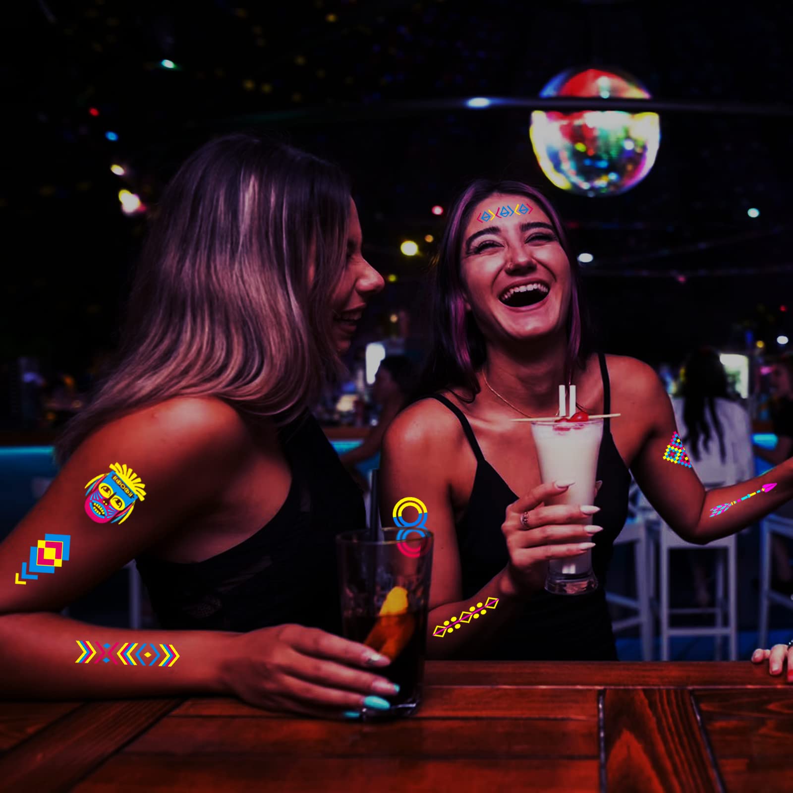 160 PCS Glow in The Dark Temporary Tattoos - Neon UV Blacklight Reactive Light Face Flash Tattoo Stickers,Festival Accessory Party Favors Supplies,Temp Great for EDM EDC Party Rave Parties 20 Sheet