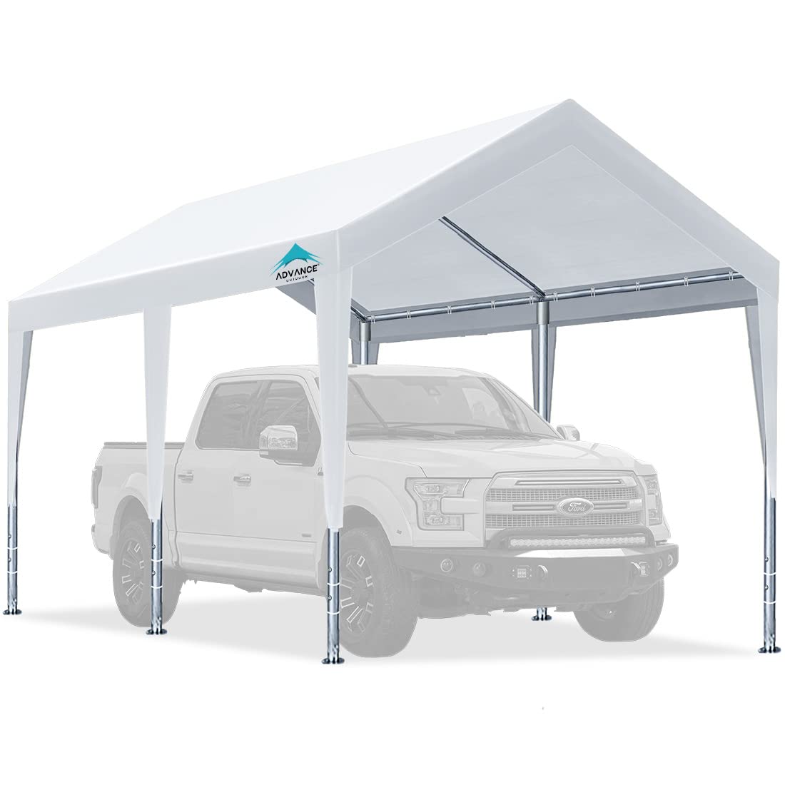 ADVANCE OUTDOOR 10x20 ft Carport Heavy Duty Car Canopy Garage Party Tent Outdoor Portable Boat Shelter, Adjustable Height from 9.5 ft to 11 ft, White