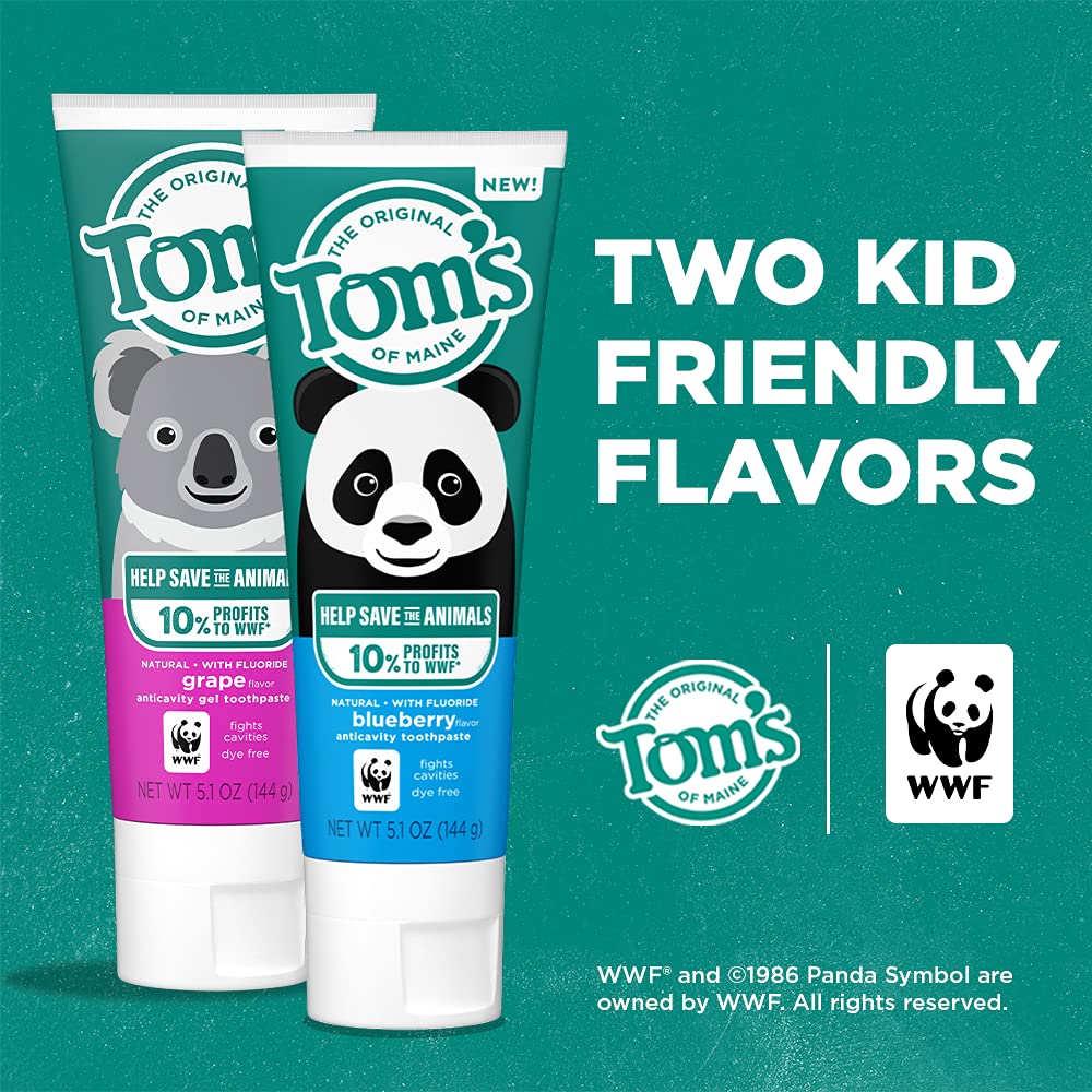 Tom's of Maine Kid's Natural Flouride Toothpaste, Grape, 5.1 oz. 3-pack