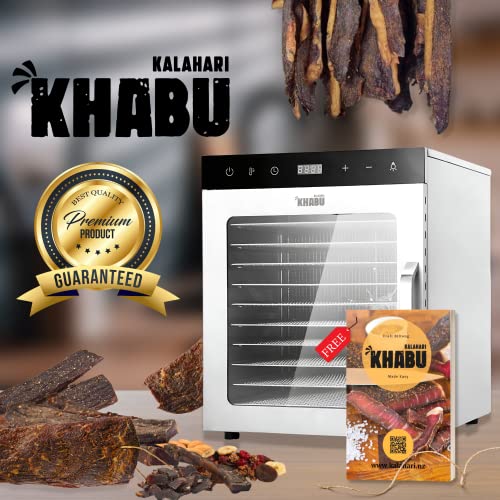 Biltong Boss Biltong Maker and Drying Cabinet, Food Dehydrator with Full Temperature Control, 10 Tray Capacity, for Meat, Vegetables and Fruits, Silver (800w)