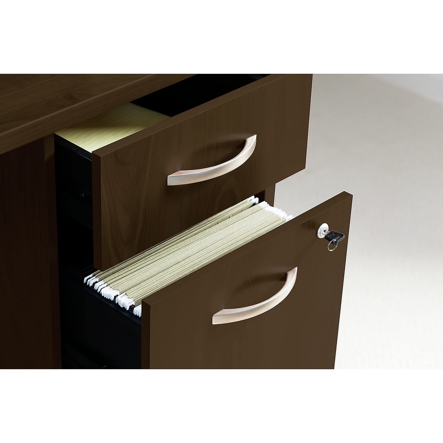 Bush Business Furniture Series C 66W x 30D Office Desk with Mobile File Cabinet in Mocha Cherry
