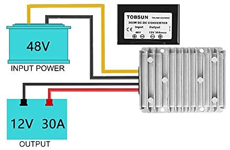 SUPERNIGHT Voltage Reducer DC 48V to 12V 30A 360W Step Down Converter, IP68 Waterproof Voltage Regulator, Voltage Reducer 48V to 12V Golf Cart Club Car forklifts (DC48V to 12V 30A)