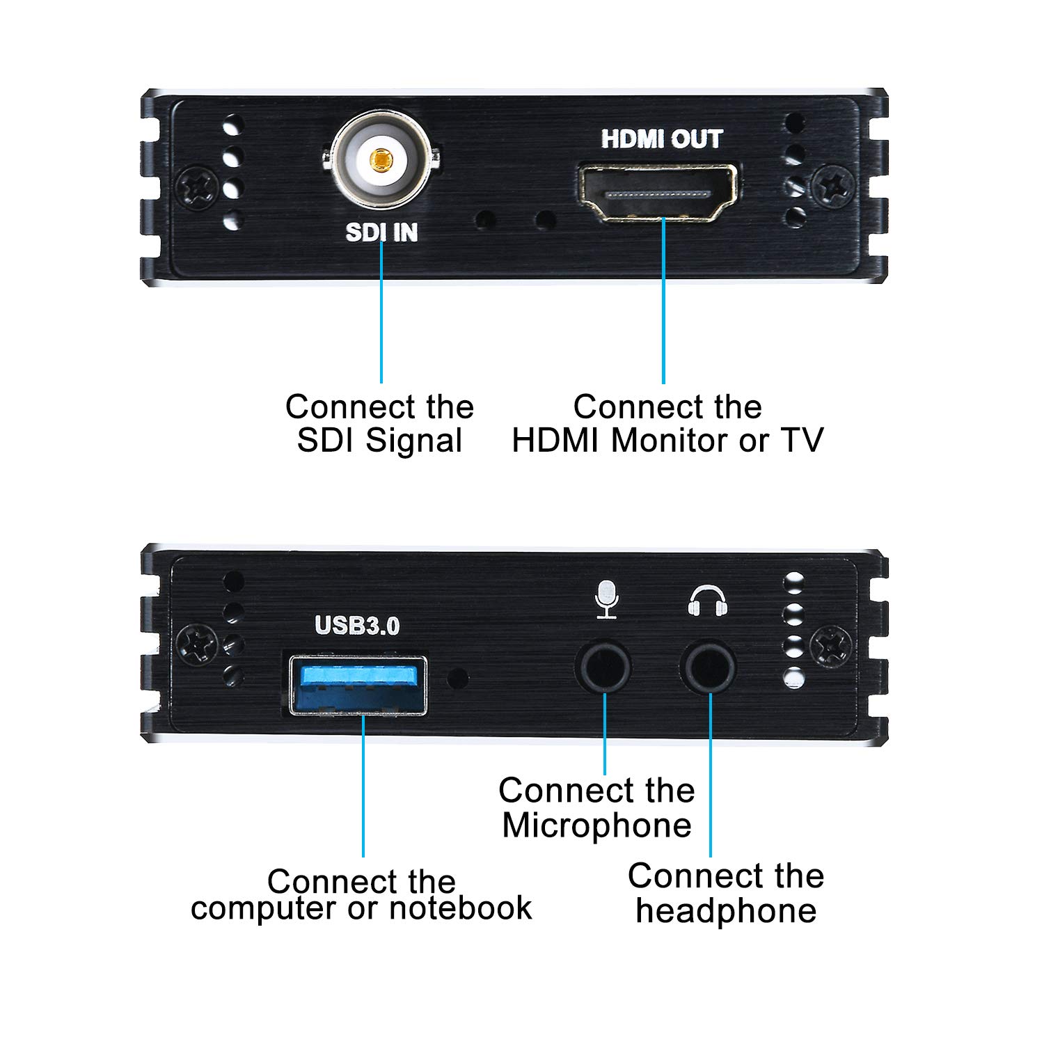 SDI Capture Card USB 3.0, SDI to USB 3.0 with HDMI Loopout, 1080P 60Fps SDI HDMI Video Audio Capture for Game Streaming Video Recording for Windows, Linux, OS