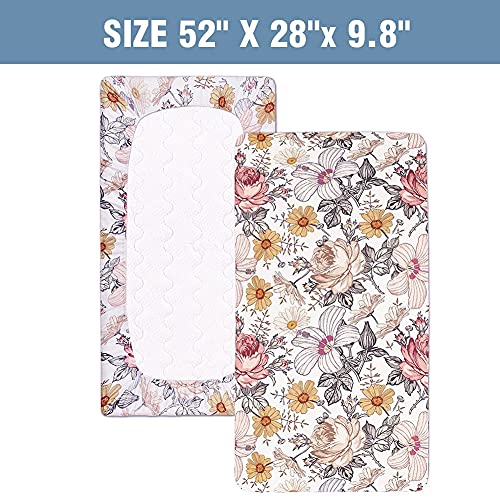 Crib Sheet Jersey Cotton, Fitted Cotton Baby & Toddler Universal Crib Sheets, Floral Crib Sheet Set