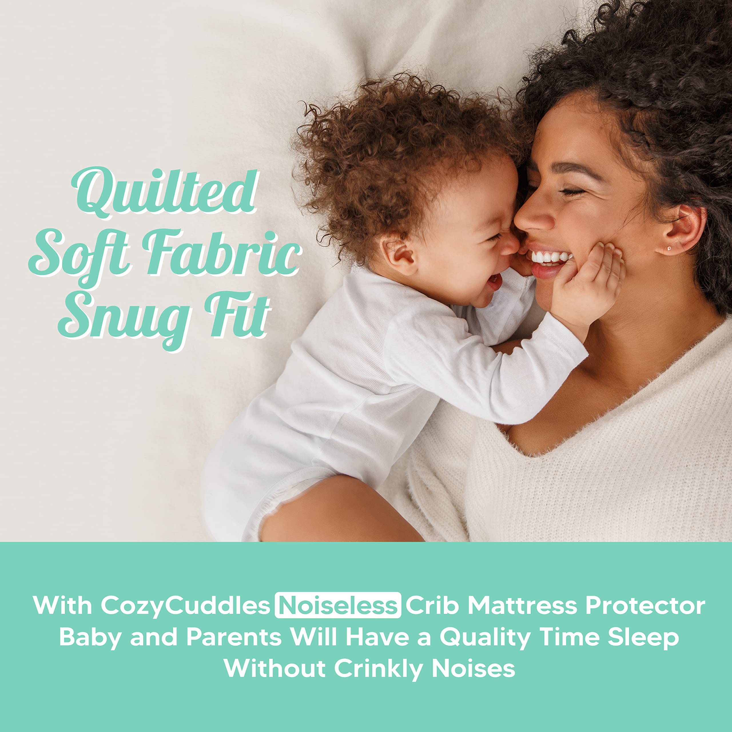 COZYCUDDLES Premium Zippered Quilted Waterproof Crib Protector Cover - All 6-Sides Waterproof Fully Encasement - Standard Baby Crib Toddler Bedding (52" x 28"), White, CC-01