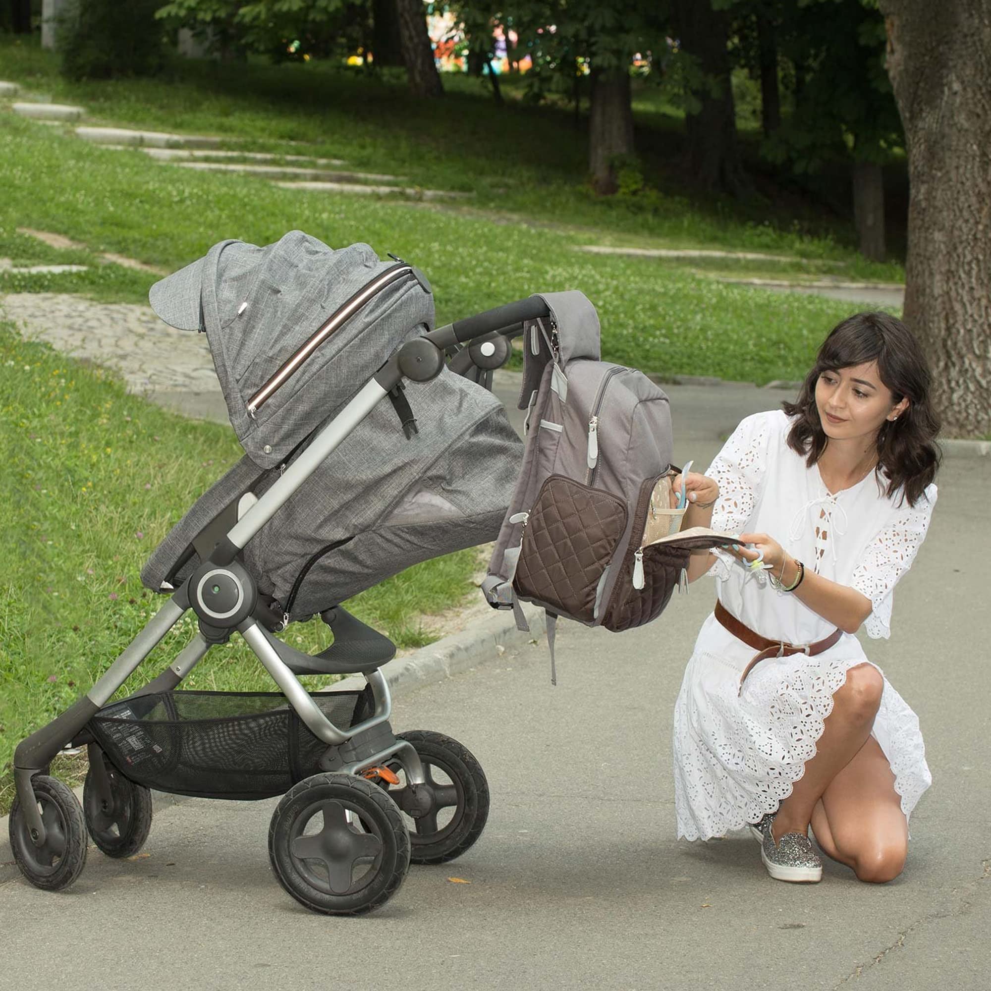 Baby Diaper Bag Backpack with Waterproof Changing Pad Ideal for Mom and Dad,Large Multifunctional Nappy Changing and Travel Bag For Boys and Girls with Stroller Connector and Laptop/Tablet Pockets