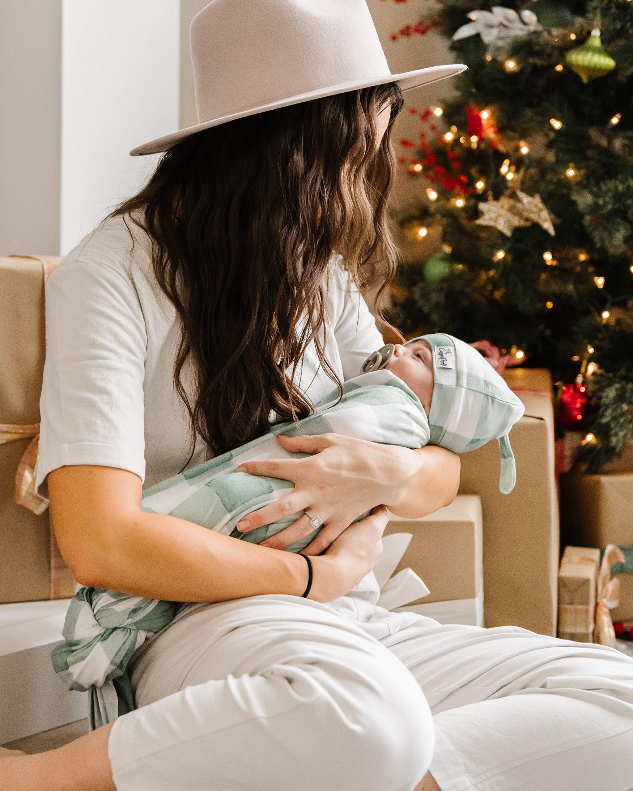 Large Premium Knit Baby Swaddle Receiving Blanket "Pine" by Copper Pearl