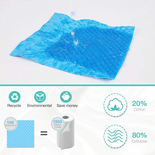 Jekayla Swedish Dishcloth Cellulose Sponge Cloths,Eco-Friendly Reusable Cleaning Cloths for Kitchen, 12 Pack of Absorbent Dish Washing Paper Towel (Multi)