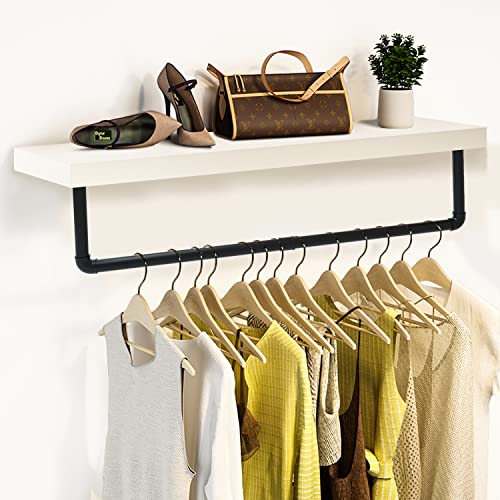 ERYTLLY Industrial Pipe Clothes Rack 36.2β,Multi-purpose Wall Mounted Iron Garment Rod,Heavy Duty Detachable Hanging Clothes Rack for Closet Rod,Black