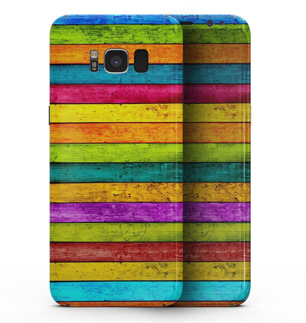 Design Skinz Design Skinz Neon Wood Planks Full-Body Wrap Decal Skin-Kit for The Galaxy S9
