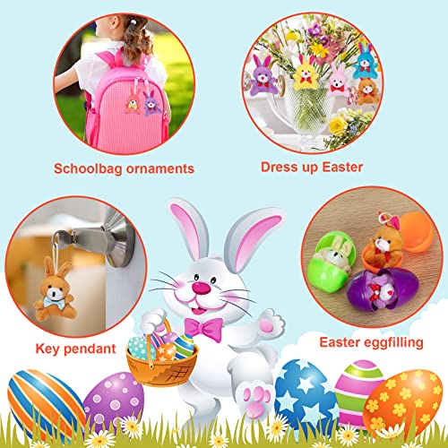 24 Pcs Filled Easter Eggs with Plush Bunny,Colorful Easter Eggs Prefilled with Plush Bunnies,Plush Animals Stuffed Toy for Kids Toddlers Easter Egg Hunt,Easter Basket Stuffers and Easter Party Favors